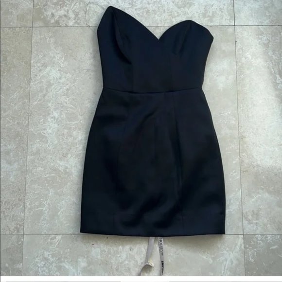 House of CB | Dresses | House Of Cb Asymmetrical Black Satin Mini Dress ...